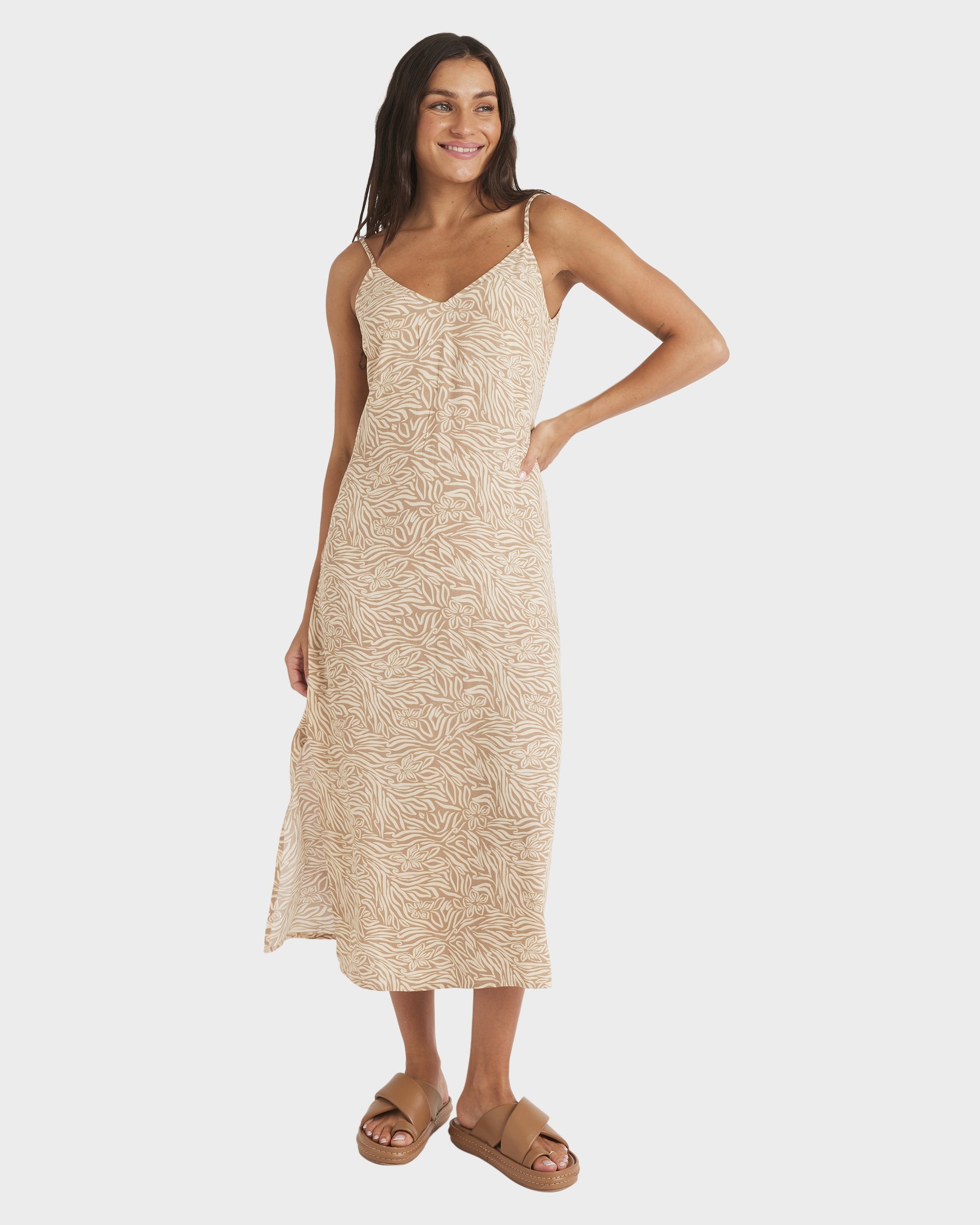 Womens Gone WIld Stay Sunny Midi Dress - PARCHMENT | Roxy