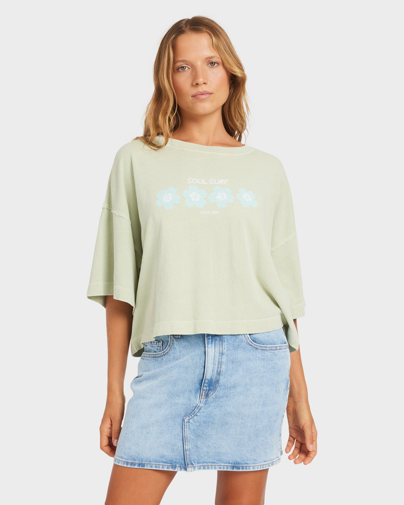 Womens Soul Surf T-Shirt – Sage – Roxy Australia