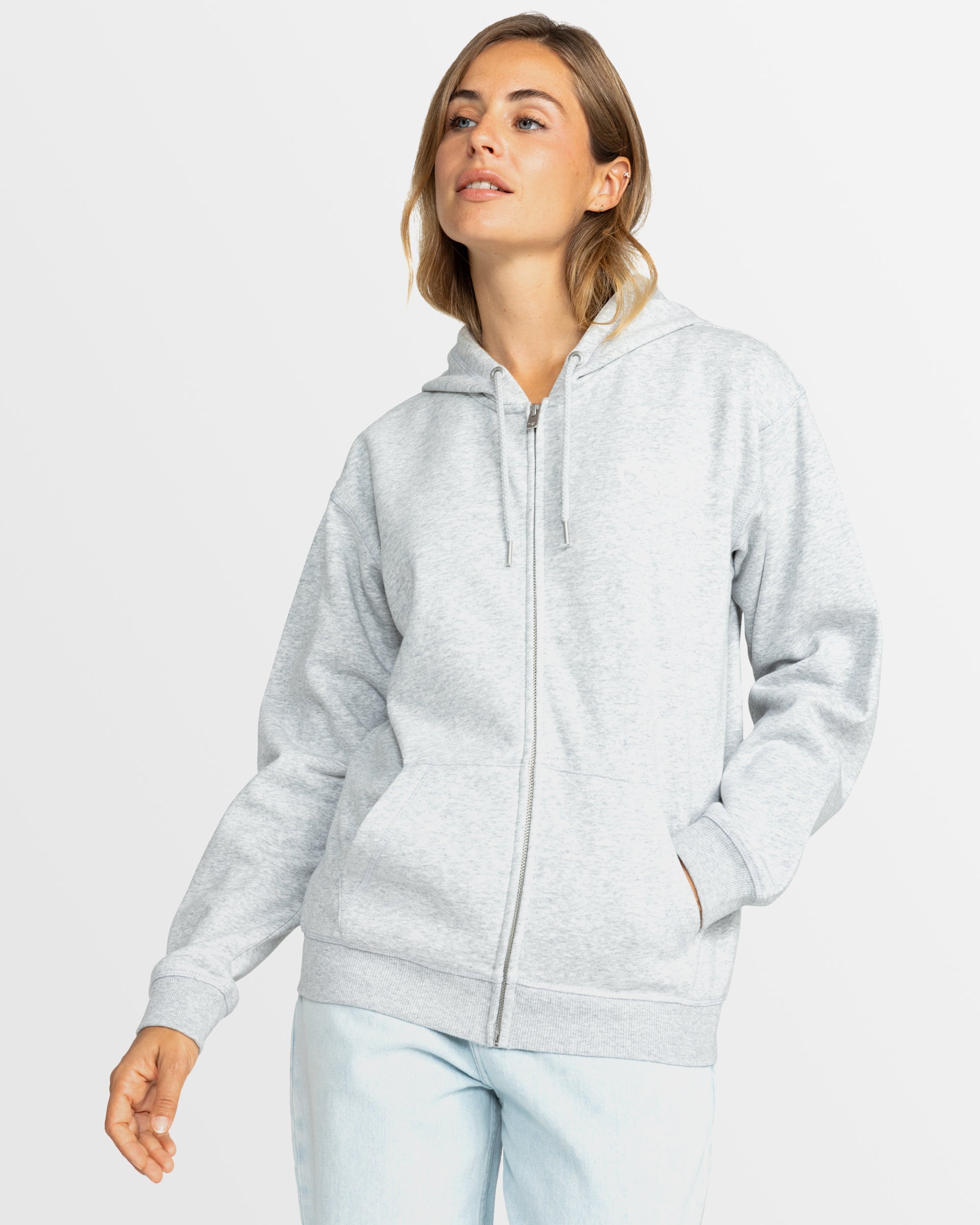 Womens Surf Stoked Zip-Up Hoodie - HERITAGE HEATHER | Roxy