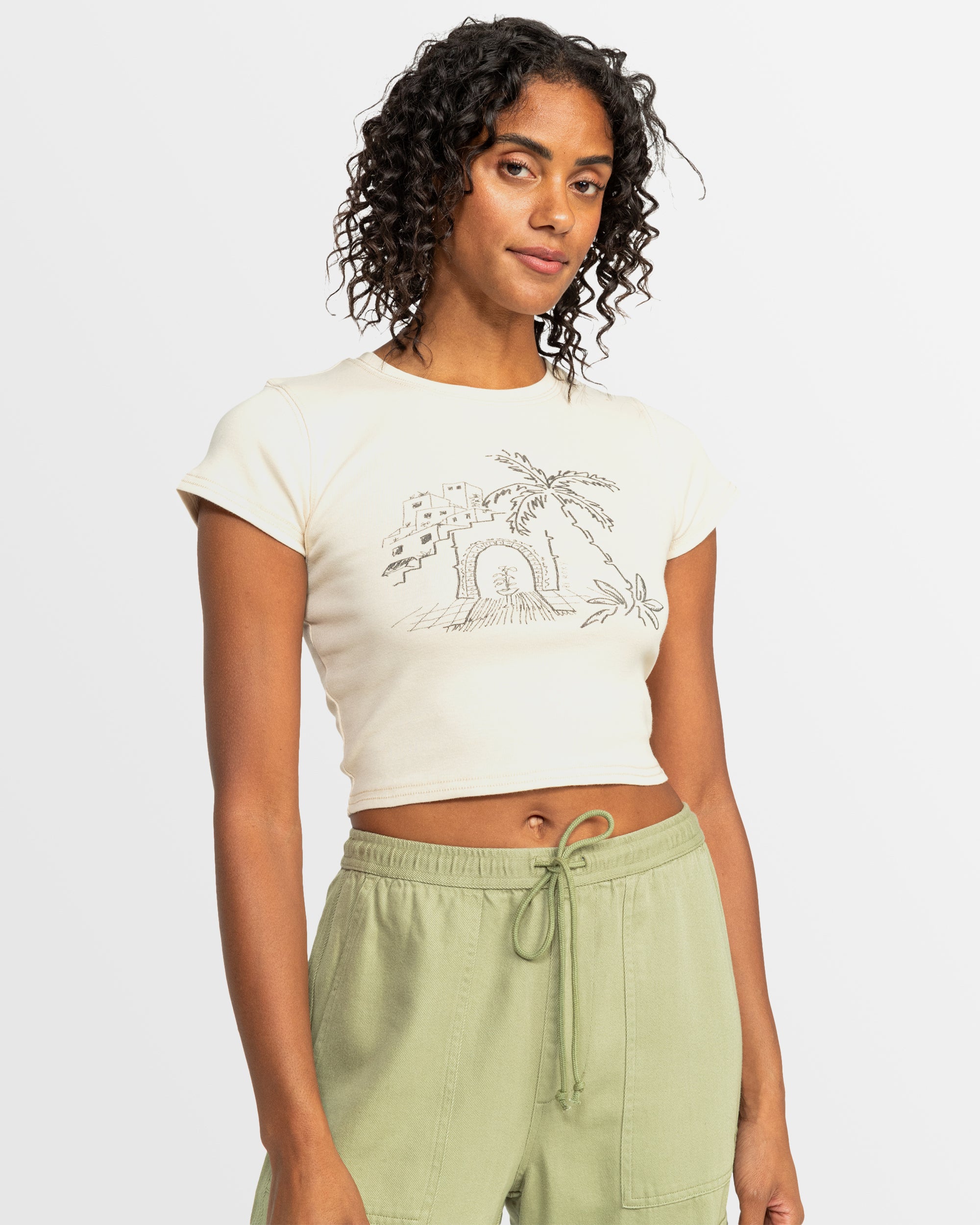 Womens Roxy All Day Short Sleeve T-Shirt - PARCHMENT | Roxy