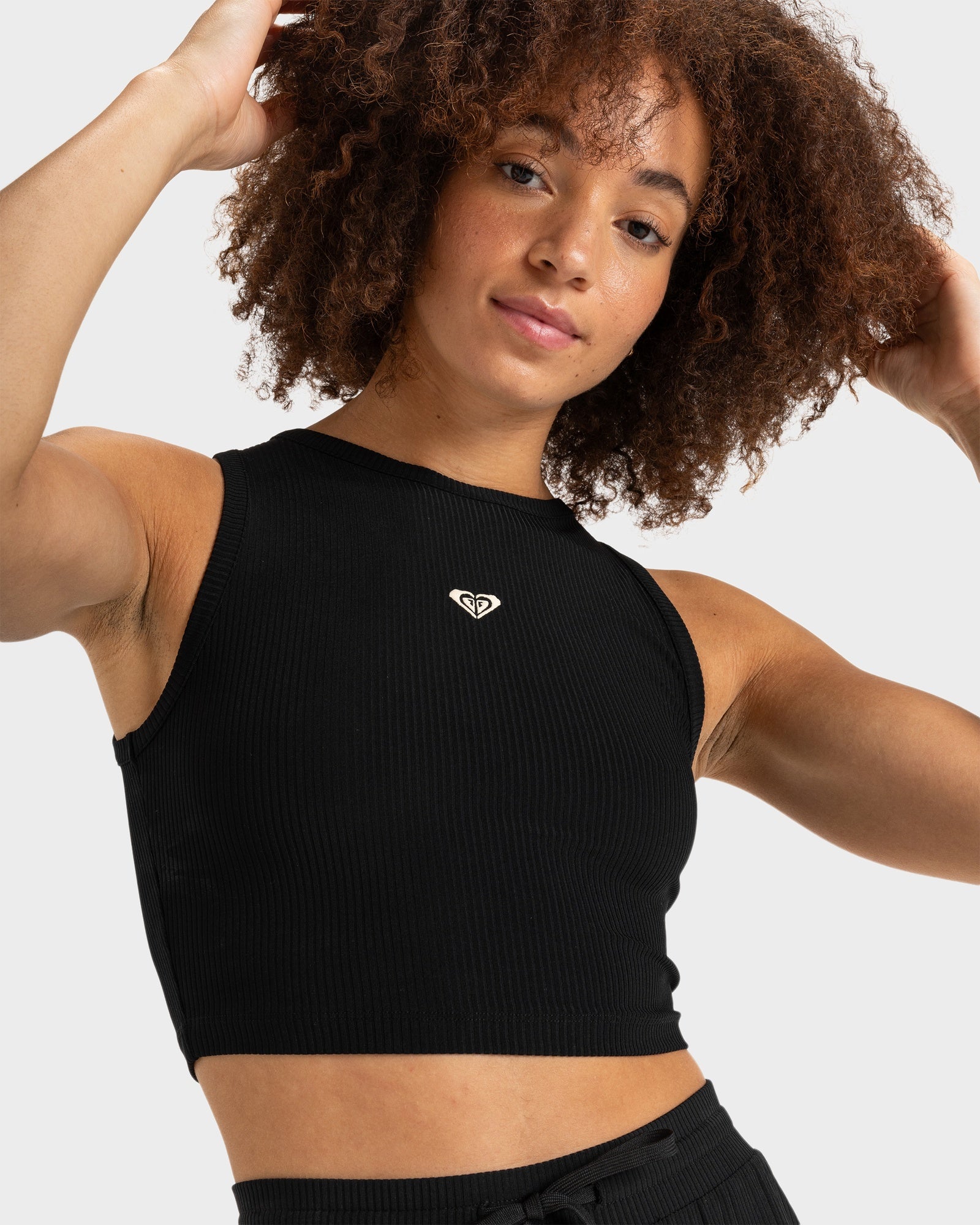 Womens Rise & Vibe Rib Tank Top - ANTHRACITE | Roxy