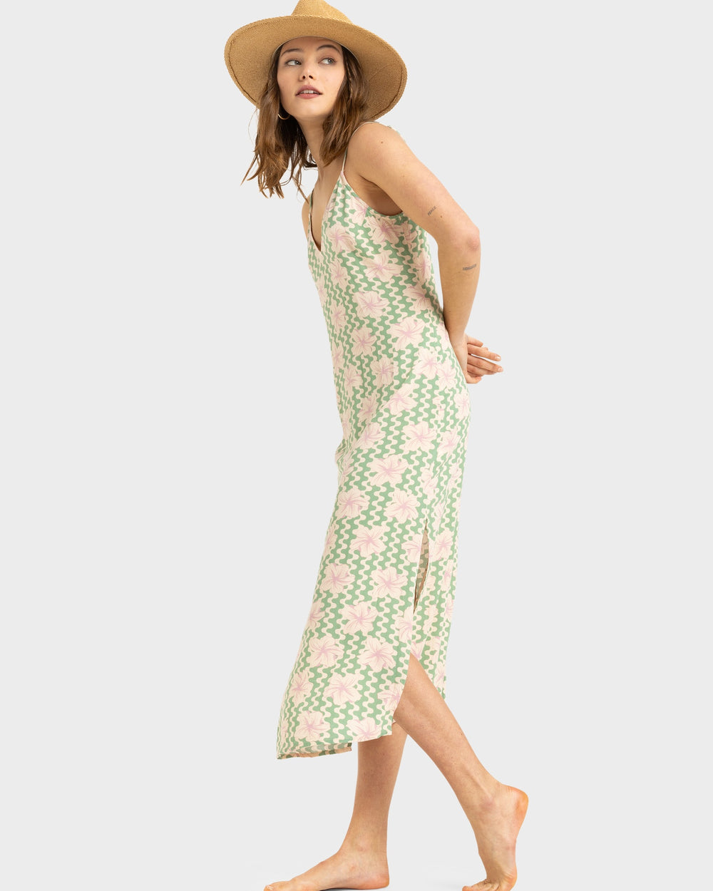 Womens Stay Sunny Slip Midi Dress – Basil Party Waves Yw – Roxy Australia