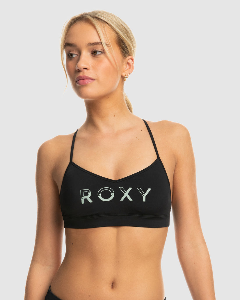 Womens Roxy Active Bralette Sd Bikini Top - ANTHRACITE | Roxy