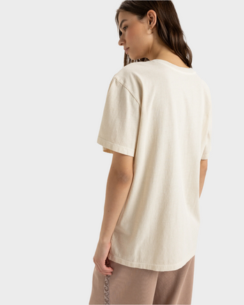 Womens Sunny Oversized Stone Wash T-Shirt - PARCHMENT | Roxy