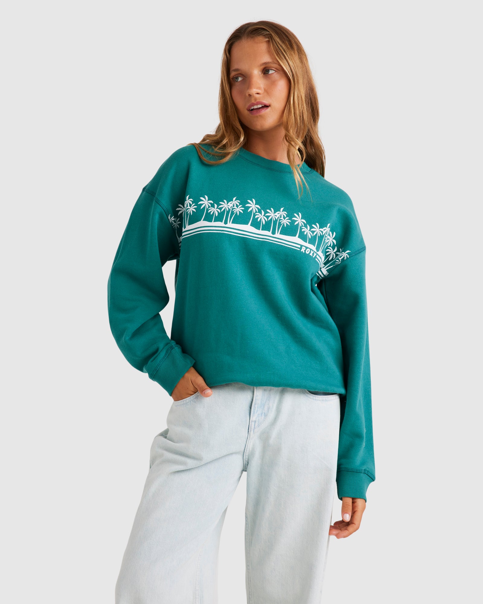 Womens Endless Days Crew - GALAPAGOS GREEN | Roxy